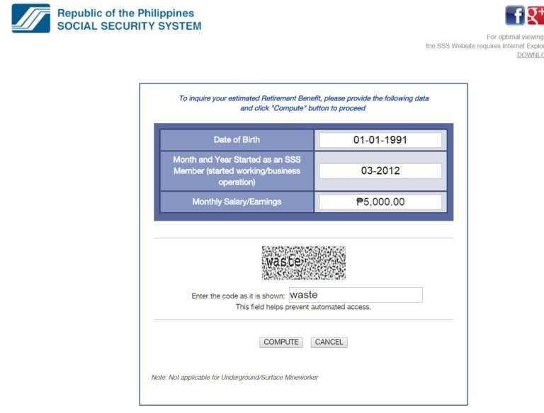 SSS Retirement Benefit Estimator - SSS Inquiries