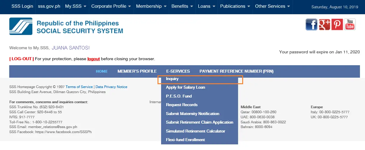 How to Get SSS Static Information from SSS Website - SSS Inquiries