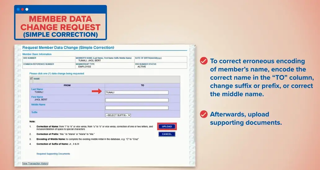 How to submit a Member Data Change Request (Simple Correction) - SSS ...