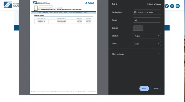 How to Print your SSS Employment History on SSS Website - 2024 - SSS ...
